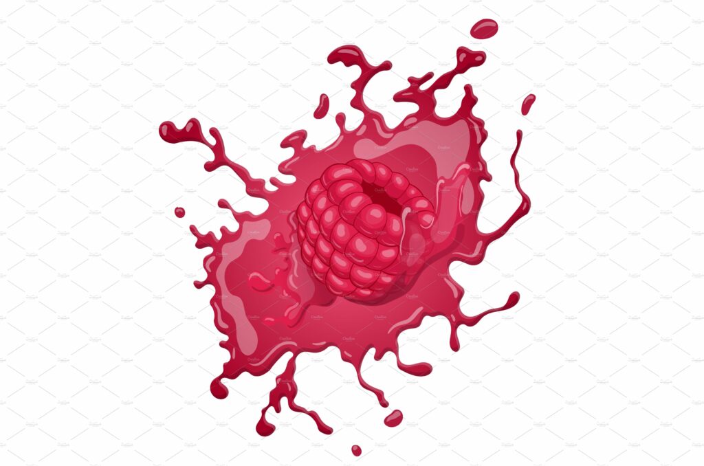 raspberry splash cartoon vector – MasterBundles