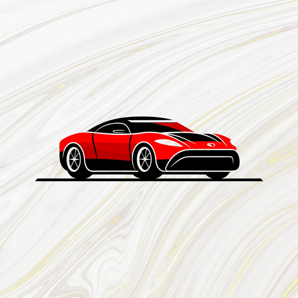 Realistic Red Sport Car Vector Template Illustration
