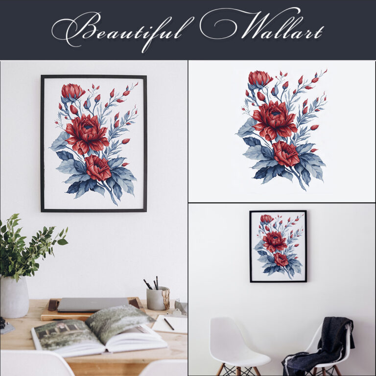Elegant Dull Colors Red Flower Wall Art - Captivating Floral Decor for ...