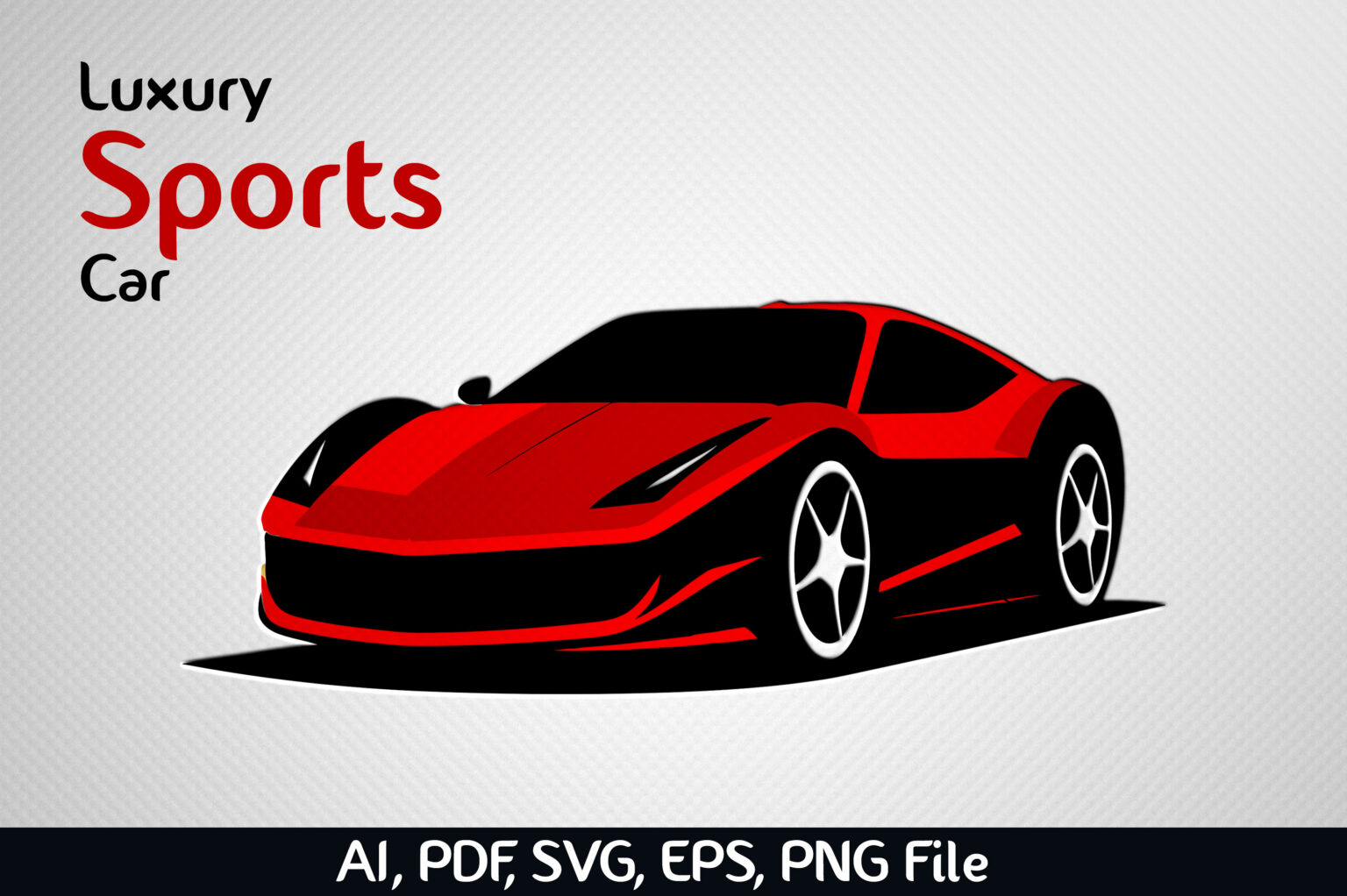 Realistic Red Sport Car Vector Template Illustration