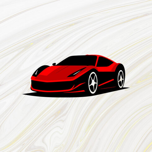 Realistic Red Sport Car Vector Template Illustration