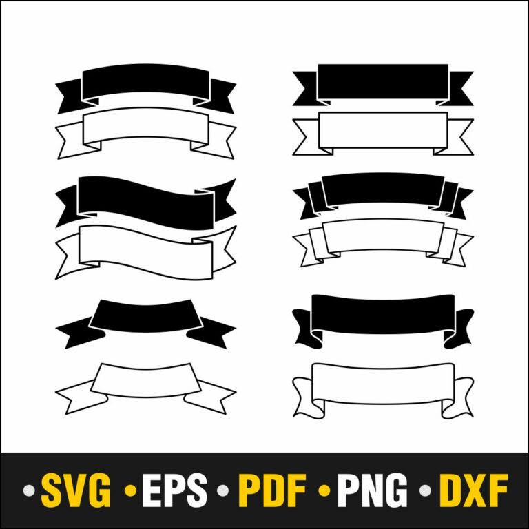 Ribbon, Label, Scroll, Banner Ribbon, Ribbon Svg, Banner Svg. Vector Cut file Cricut, Silhouette ...