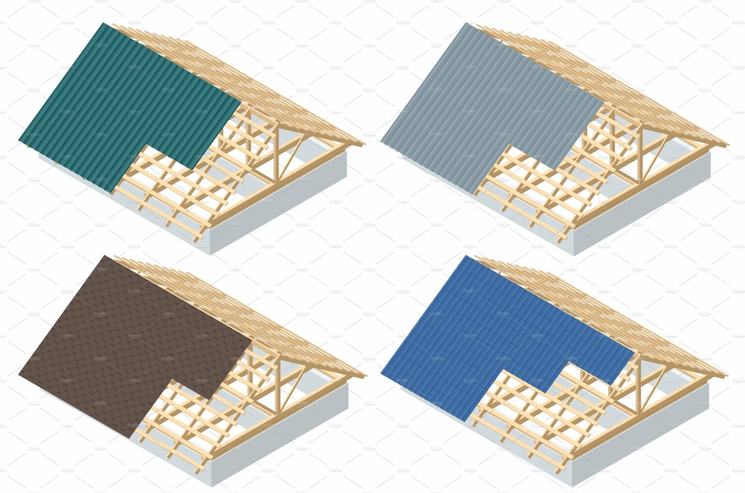 Isometric roofing construction – MasterBundles