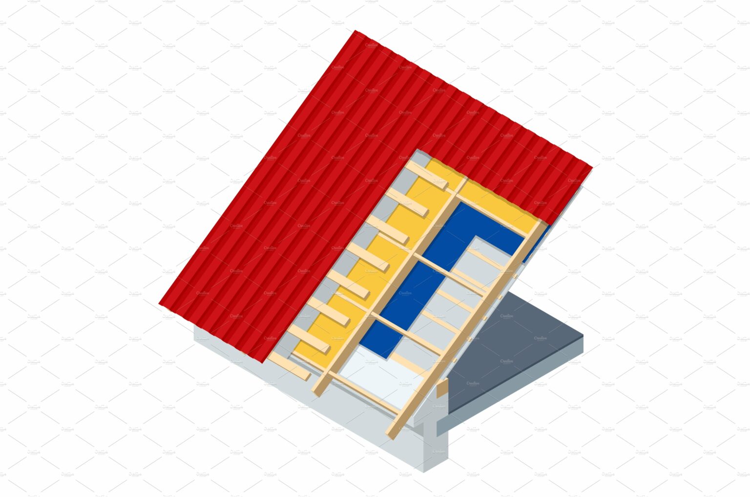 Isometric roofing construction – MasterBundles