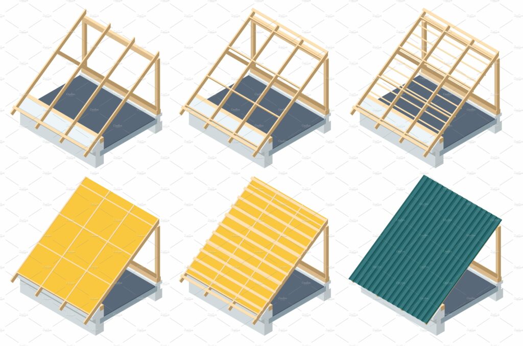 Isometric roofing construction – MasterBundles
