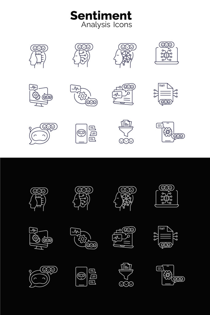 Sentiment Analysis Iconography: Vector Line Icons for Emotion ...