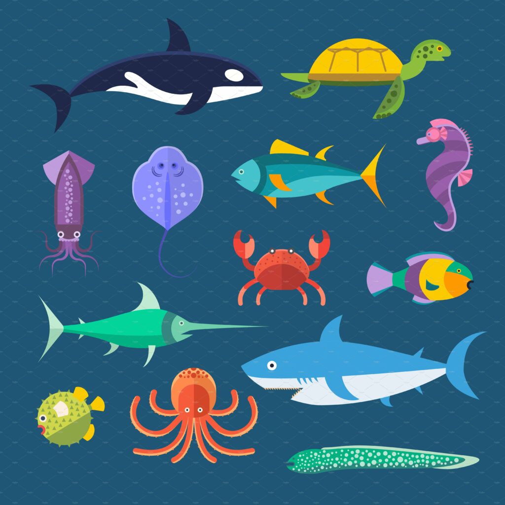Vector set of sea marine fish – MasterBundles