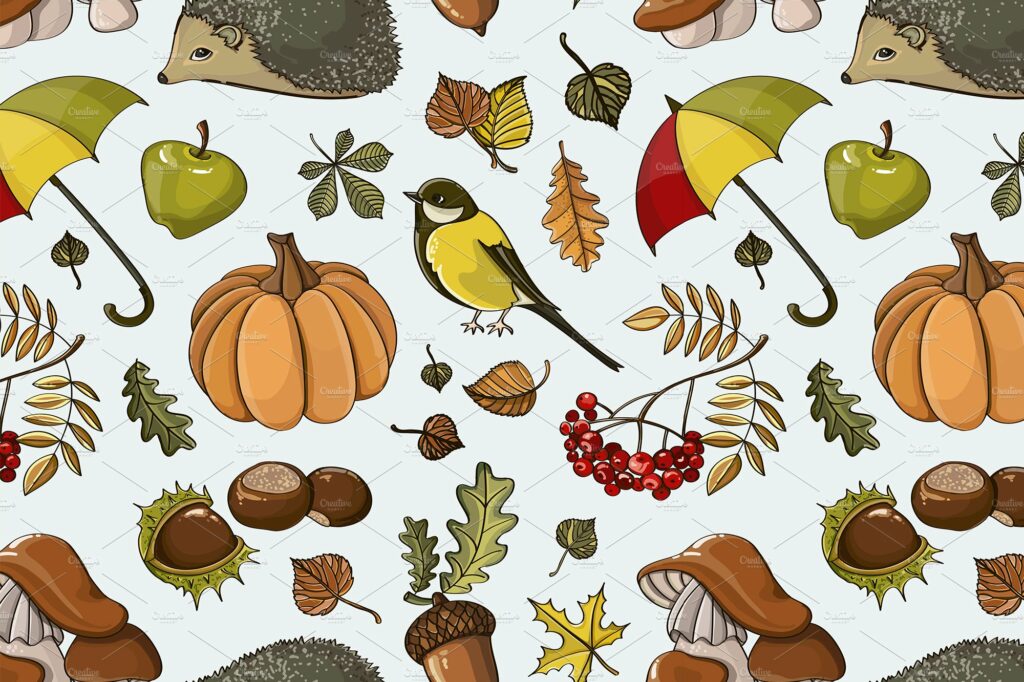 Set of autumn symbols pattern – MasterBundles