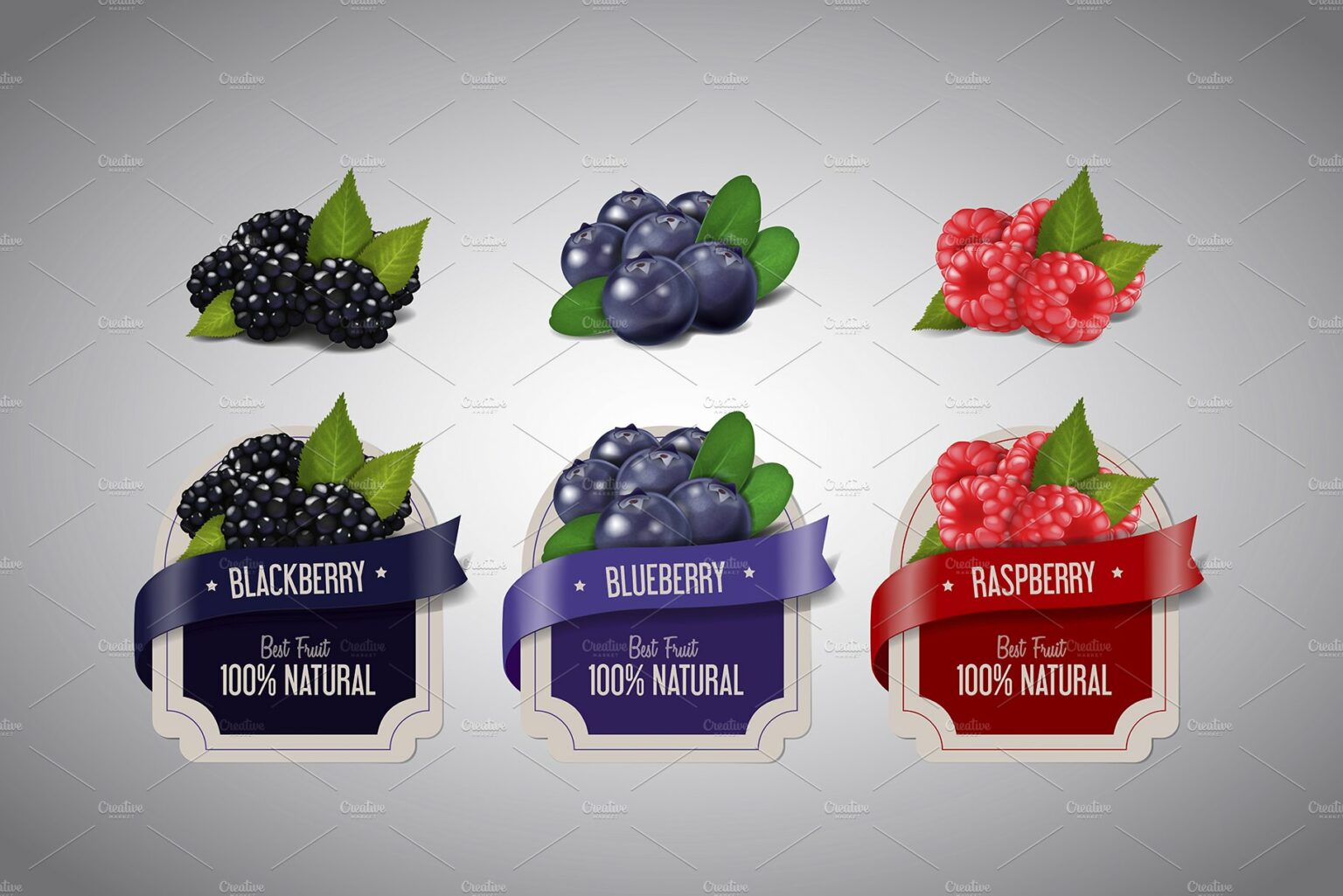 Realistic Berry labels set – MasterBundles