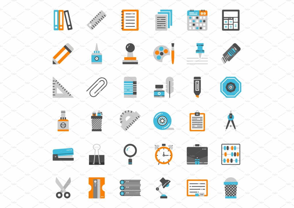 36x3 Stationary icons – MasterBundles