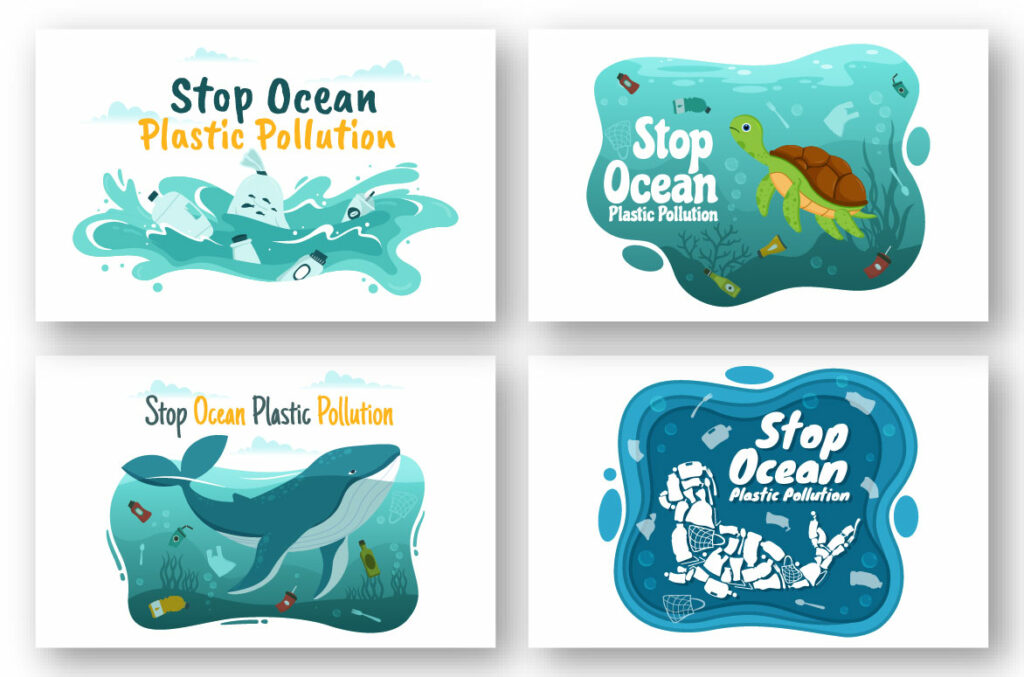 14 Stop Ocean Plastic Pollution Illustration - MasterBundles