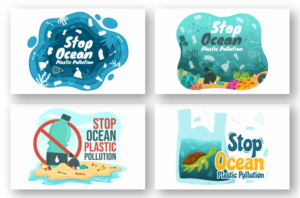 14 Stop Ocean Plastic Pollution Illustration - MasterBundles