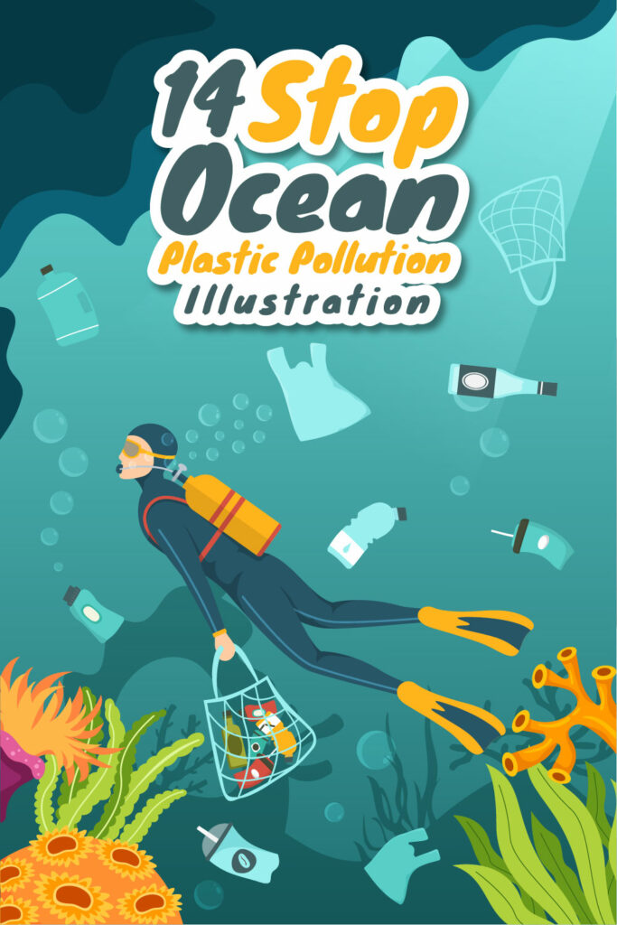 14 Stop Ocean Plastic Pollution Illustration - MasterBundles