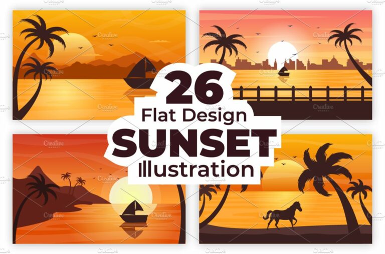 26 Sunset landscape Background – MasterBundles