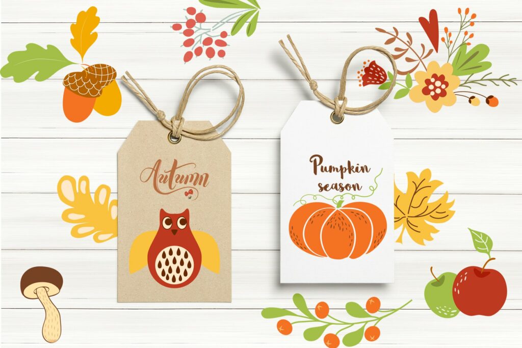 Cute fall clipart. Autumn logo set – MasterBundles
