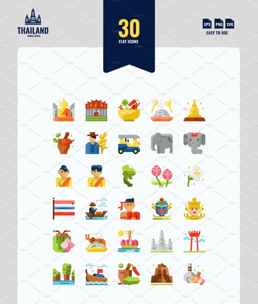 Thailand 90 Icons – MasterBundles