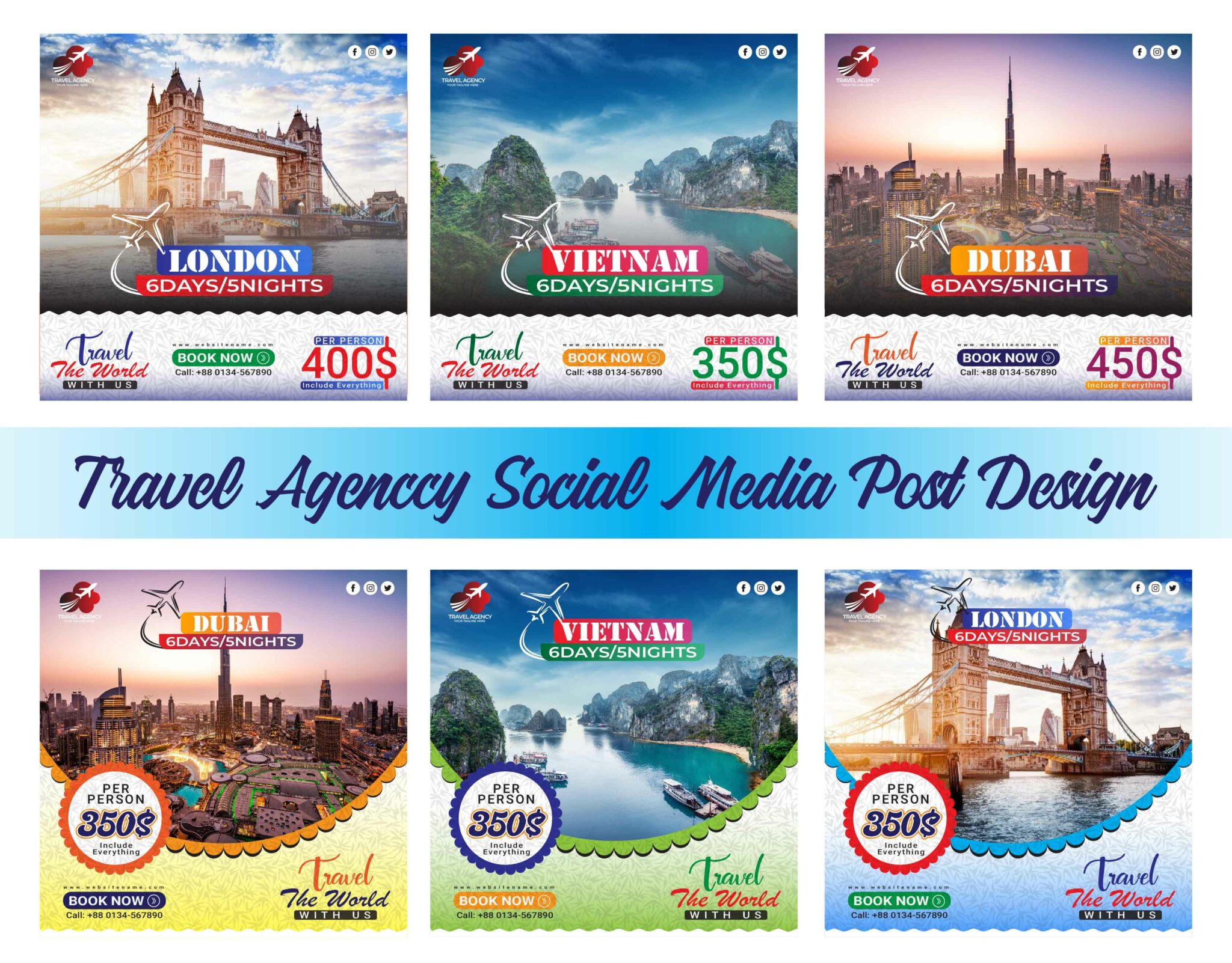 Travel Agency Social media post Design - MasterBundles, social media ...