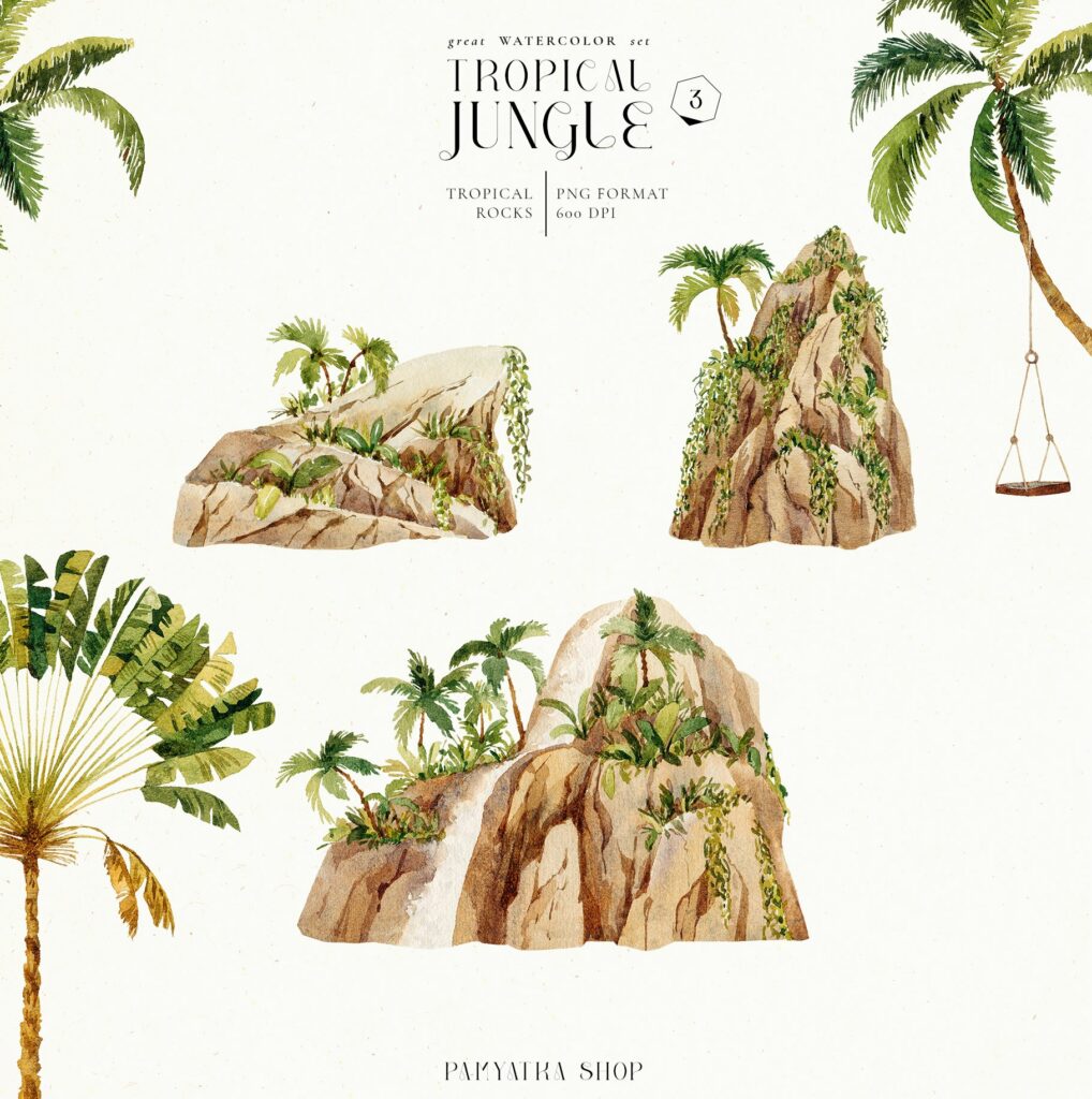 Tropical jungle - watercolor set – MasterBundles