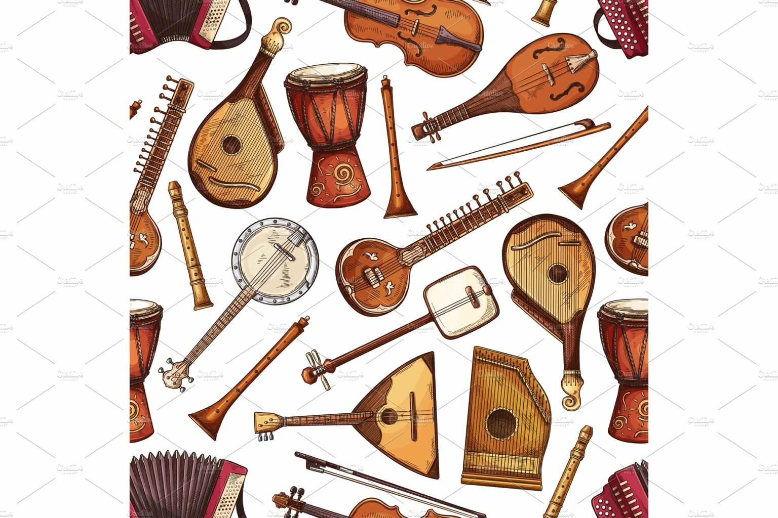 Folk musical instruments pattern – MasterBundles