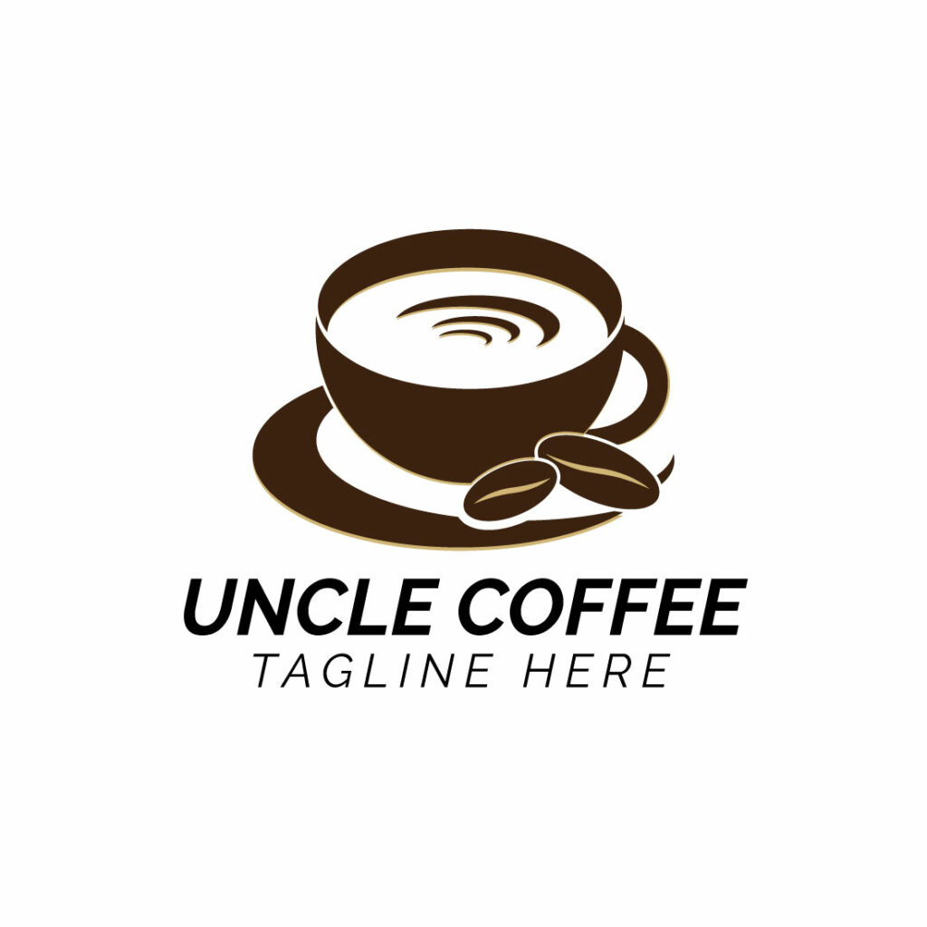 Uncle Coffee cup and coffee beans logo - MasterBundles