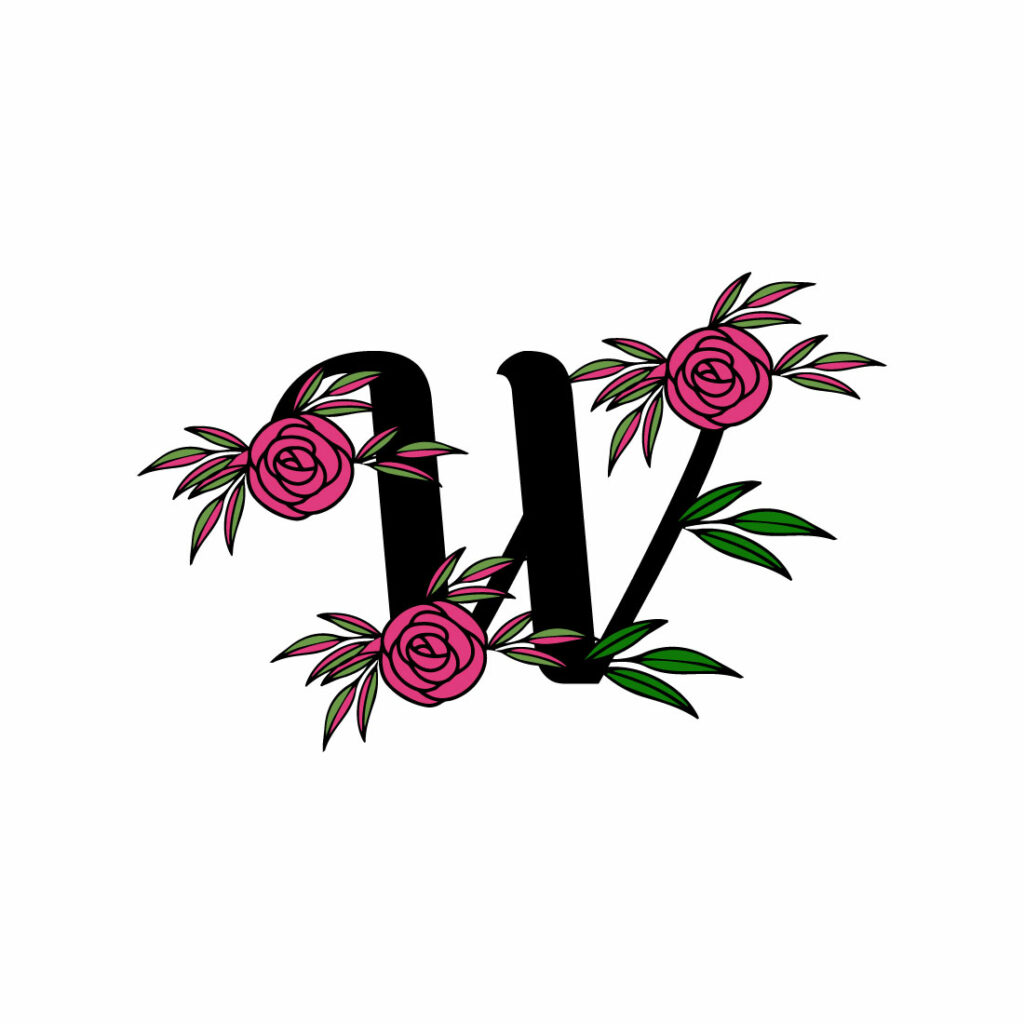 Free Pink Rose w Letter - MasterBundles