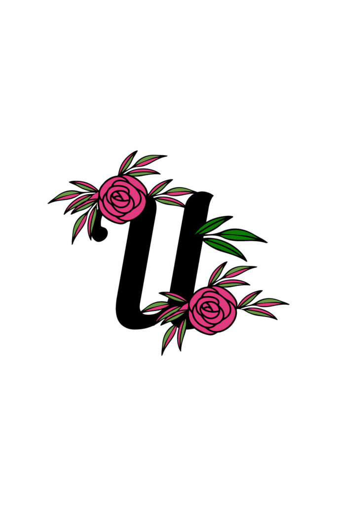 Free U rose wildflower logo - MasterBundles