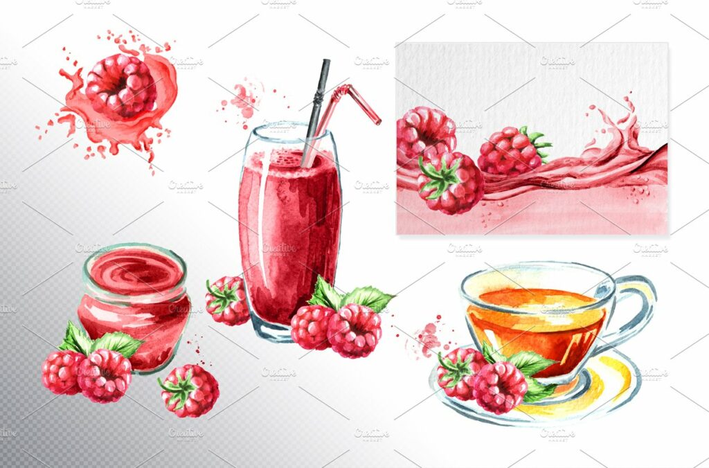Raspberry. Watercolor collection – MasterBundles
