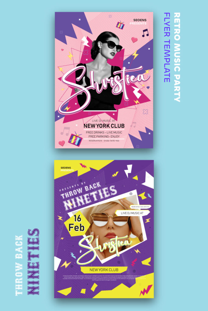 Throwback nineteen retro flyer design - MasterBundles