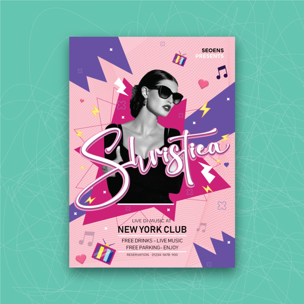 Throwback nineteen retro flyer design - MasterBundles