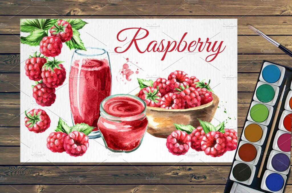 Raspberry. Watercolor collection – MasterBundles