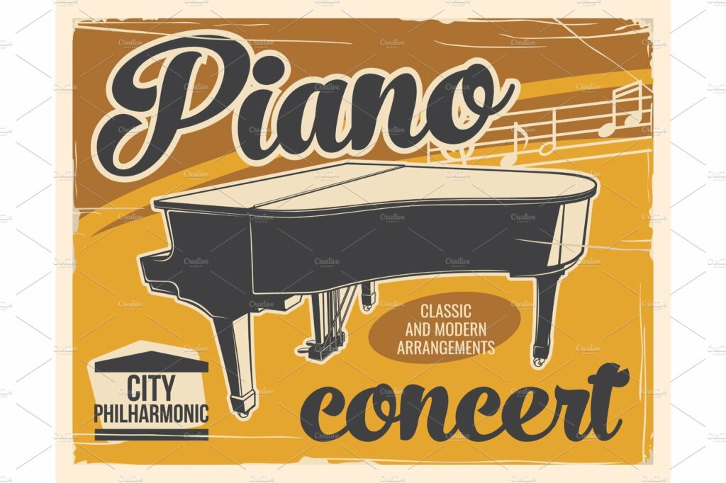 Piano concert music poster – MasterBundles
