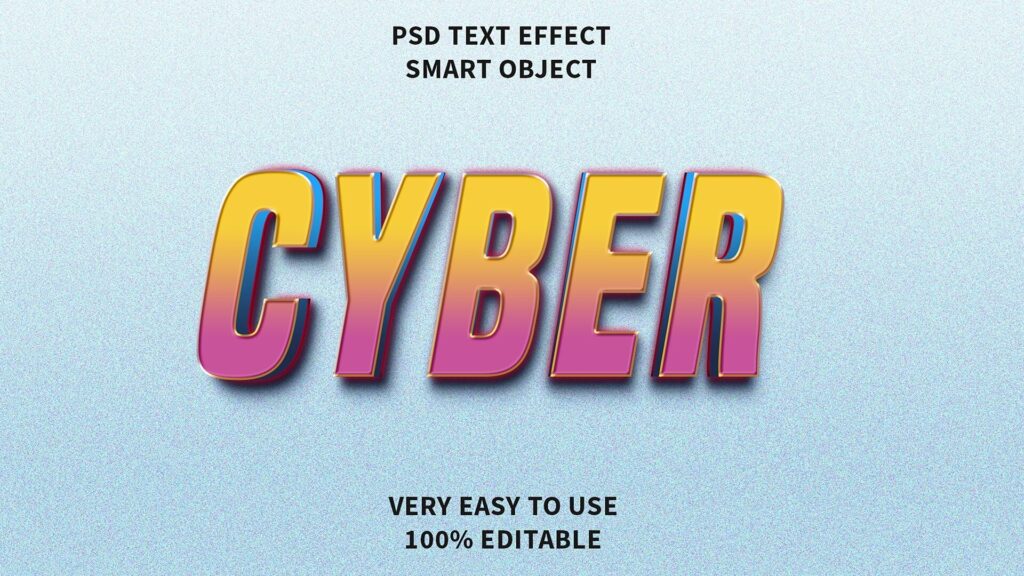 Cyber Editable 3D text Effect PSD - MasterBundles