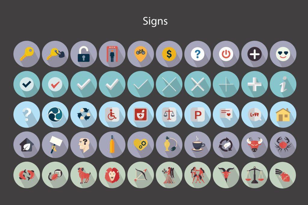 Flat Icons Signs Set – MasterBundles
