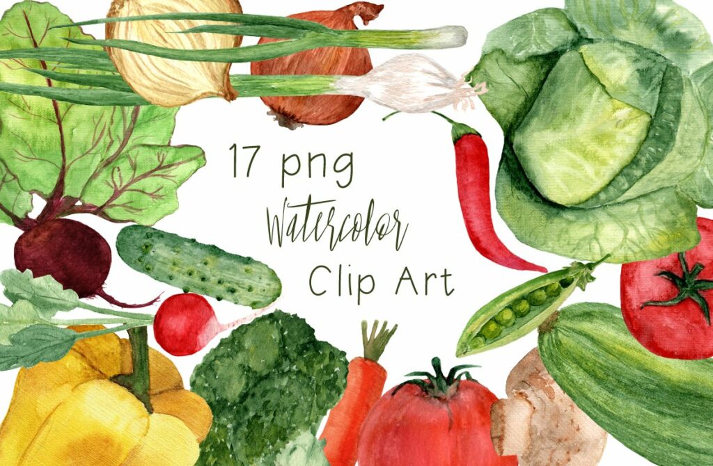 17 Watercolor Vegetables Clip Art – MasterBundles