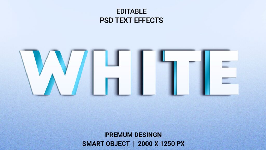 White Editable 3D Text Effect Vector - MasterBundles
