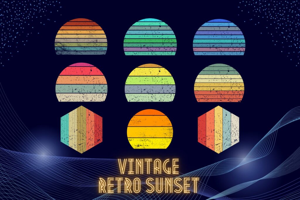 40 Vintage Retro Sunset, 80s Style – MasterBundles