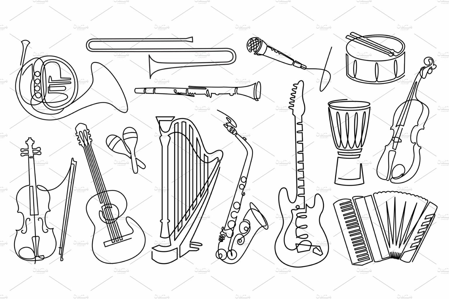 Continuous line drawing of Musical – MasterBundles