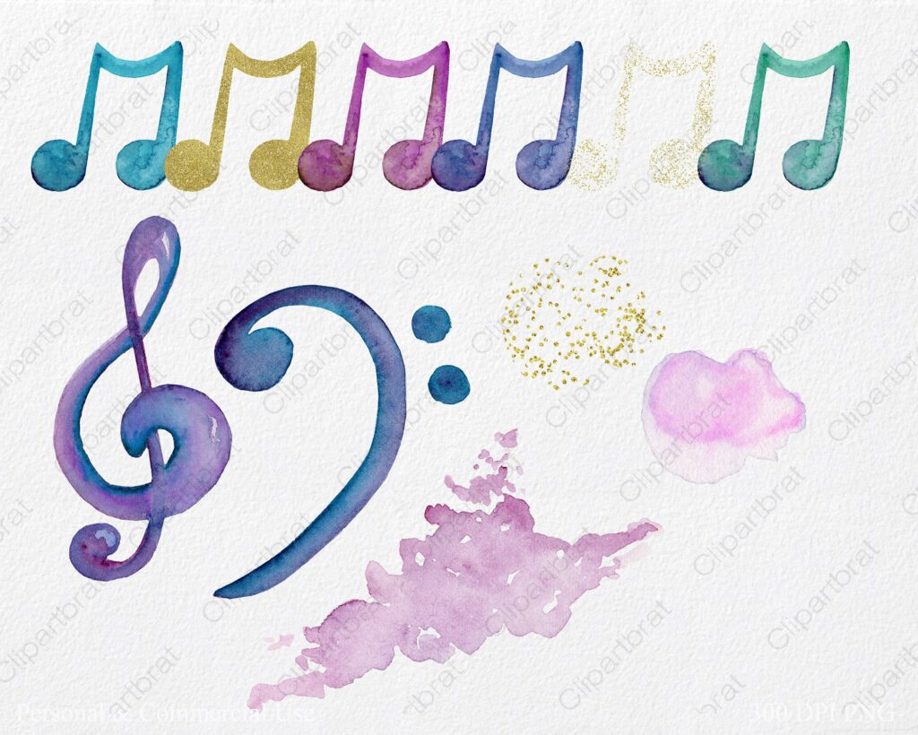 Rainbow Watercolor Music Notes – MasterBundles