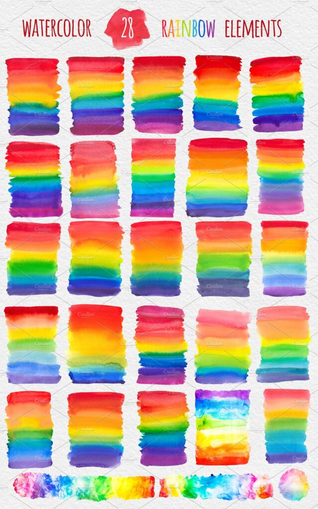Rainbow watercolor texture set – MasterBundles