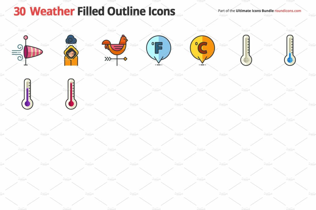 30 Weather Filled Outline Icons – MasterBundles