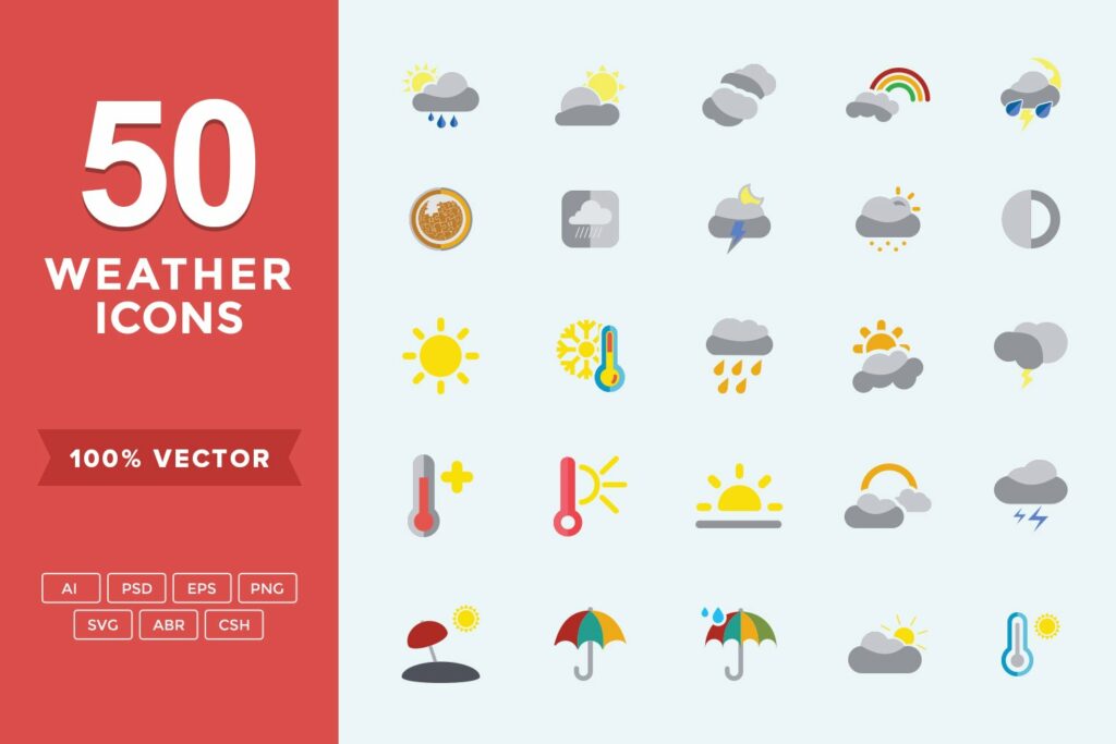 Flat Icons Weather Set – MasterBundles