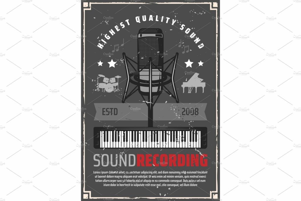 Sound recording poster, music – MasterBundles