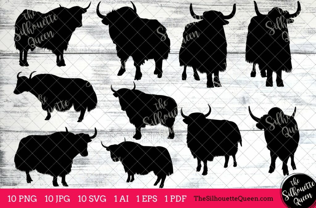 Yak silhouette vector graphics – MasterBundles