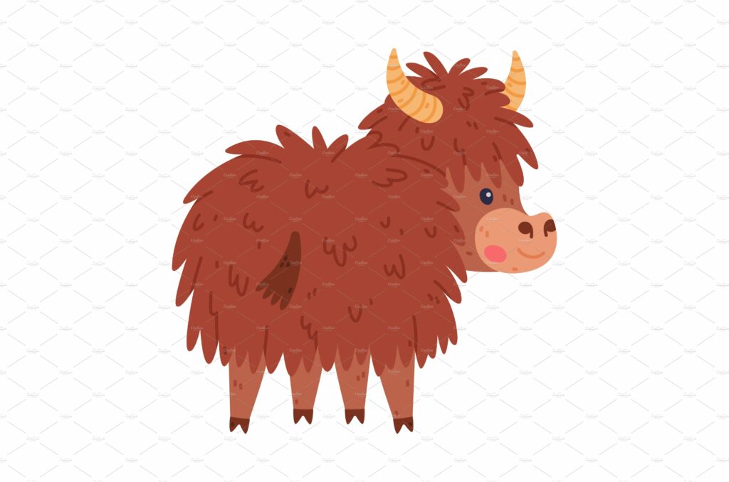 Cute Yak Character with Dense Fur – MasterBundles