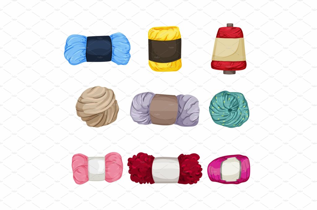 yarn wool set cartoon vector – MasterBundles