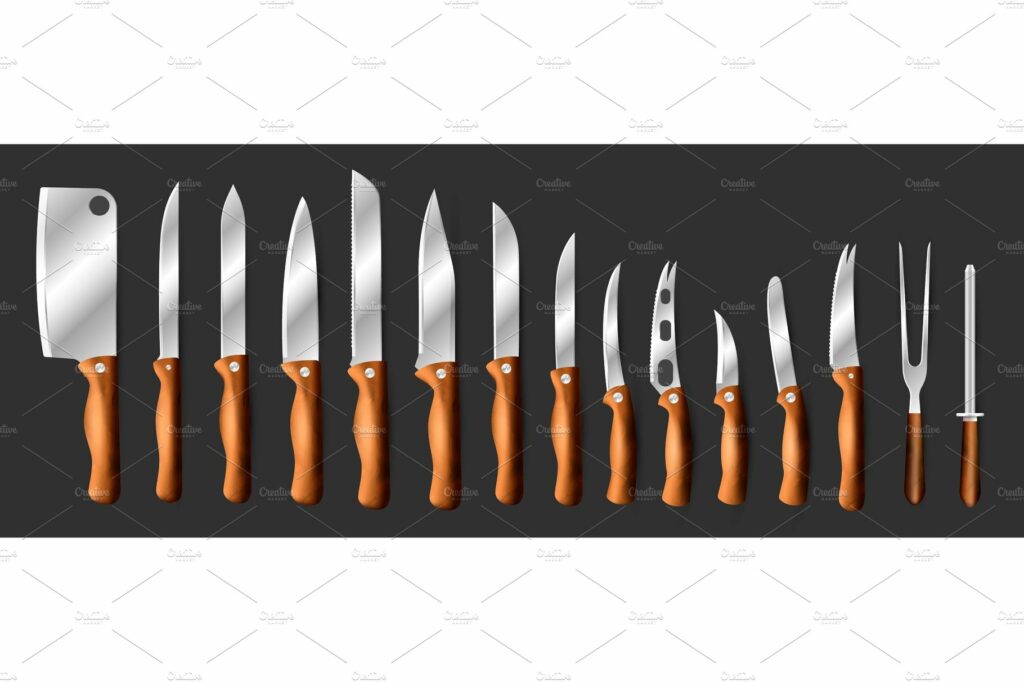 Knives vector butcher meat knife set – MasterBundles