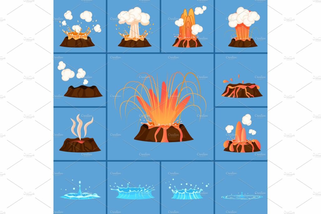 Concept of Active Volcano and Geyser – MasterBundles