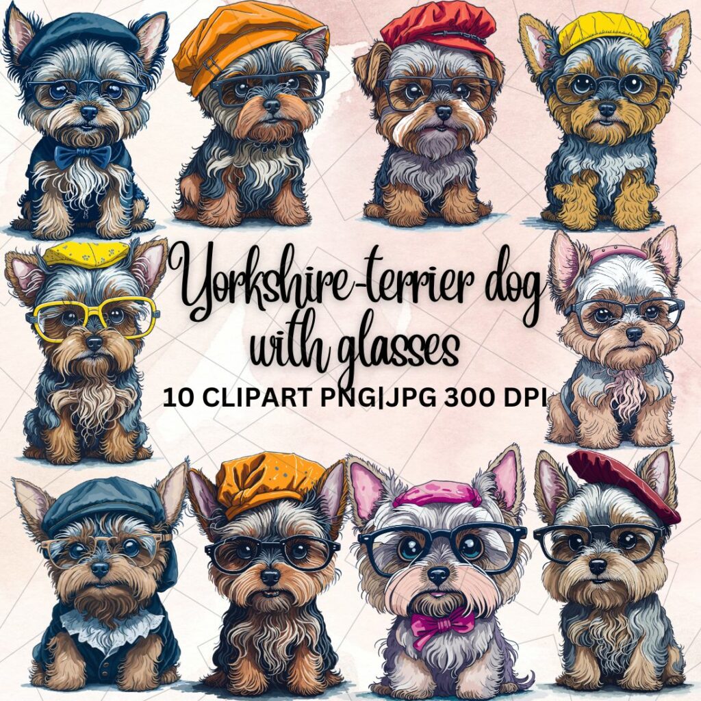 Yorkshire Terrier Watercolor Sublimation - MasterBundles
