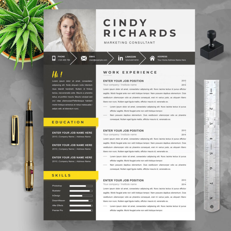 Graphic Design Resume Template | Professional CV Template - MasterBundles