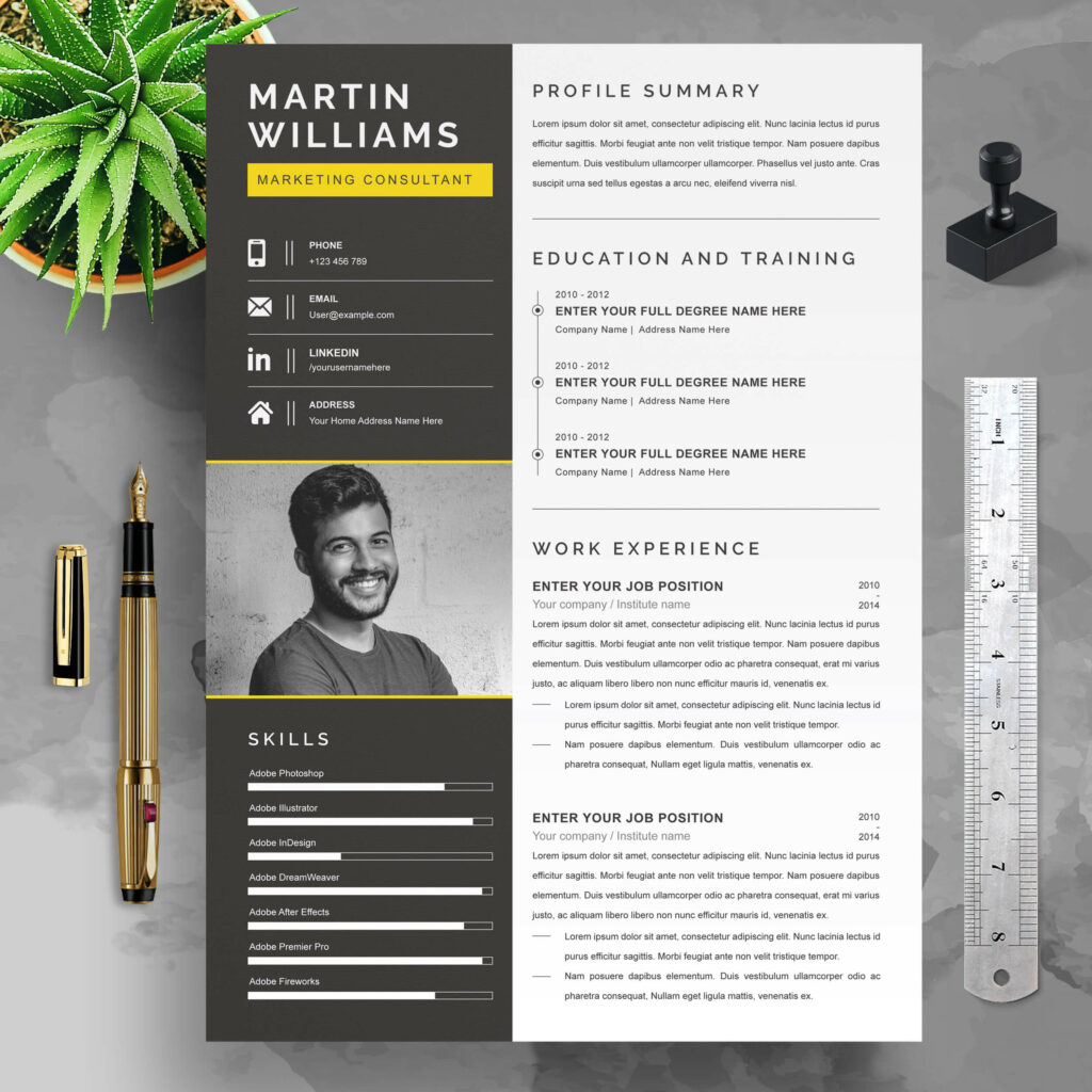 Modern Trendy Resume CV Template | Word Resume Template - MasterBundles